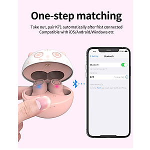 Togetface Bluetooth Kids Earbuds, Pink Wireless Earbuds for Girls and School Classroom Earpods Small Ears Headphone Earphones Airpods in-Ear Headset