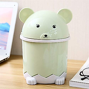 Kariwell Mini Trash Can with Lid - Cute Animal Desktops Trash Can, Rubbish Storage, Garbage Bin for Office Kids Bedroom Use