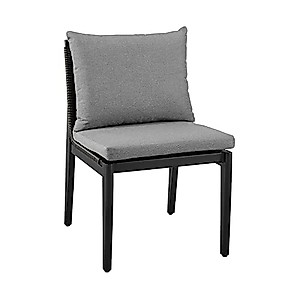 Armen Living Grand Modern Indoor Outdoor Patio Accent Dining Chair, Set of 2, Black and Gray Armless