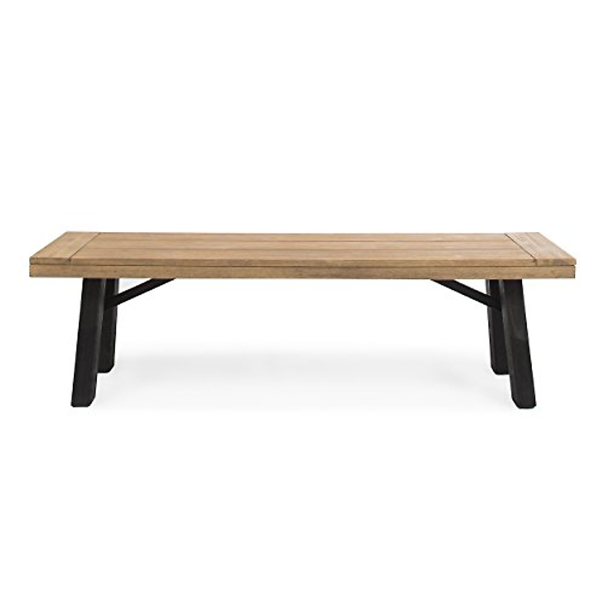 Christopher Knight Home Bettina Outdoor Acacia Wood Dining Bench with Brushed Mahogany Legs, Brushed Grey / Brushed Mahogany