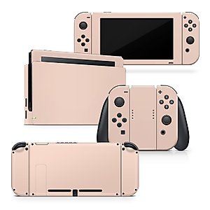 Tacky Design Classic Solid Colors Skin Compatible with Nintendo Switch Skin Wrap Cover, Peach Skin for Nintendo Switch Stickers, Premium Vinyl 3M Full Wrap Decal (Peach)