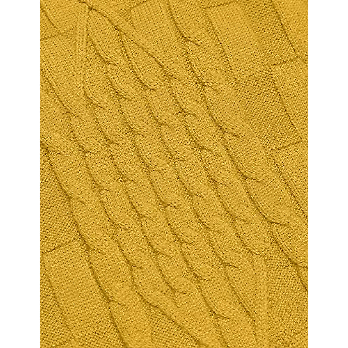 COOFANDY Men's Slim Fit Turtleneck Sweater Casual Cable Knit Pullover Sweaters Yellow