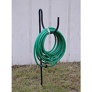 Sturdy Metal Ground Mounted Freestanding Rust Resistant Heavy Duty Wrought Iron Look Garden Hose Holder