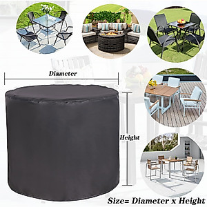 Extra Large Patio Furniture Protector Cover Waterproof 20" D x 20" H, 420D Heavy Duty Oxford Cloth Cover, Garden Furniture Cover Outdoor, Patio Table Cover Round for Lawn, Deck, Backyard