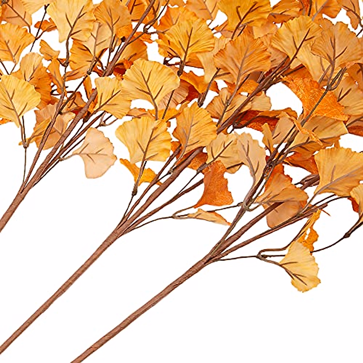 VGIA 6 Pcs Artificial Ginkgo Leaves Stems Fall Leaf Spray Flower Arrangement for Vase Silk Autumn Leaves Stems Fall Decorations for Room Kitchen Office