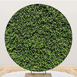 Leowefowa Greenery Green Leaves Round Backdrop Cover 7.2ft Grass Backdrop Wall Spring Nature Outdoorsy Backdrop Circle Backdrop Stand Cover Ivy Backdrop Birthday Baby Shower Wedding Bridal Party Decor