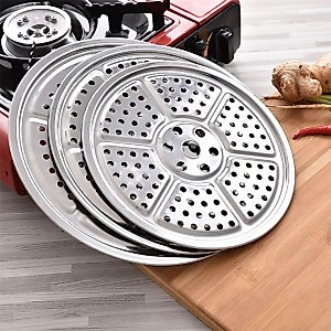 ECYC Ltd 14" Round Stainless Steel Steamer Rack Steam Tray Stand, Pressure Cooker Canner Rack Canning Steamer Rack Pot Steamer Insert Rack Steamer Plates with Holes for Kitchen Cooking