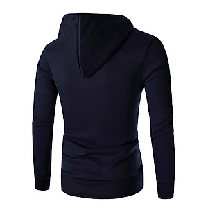 jin＆Co Men's Hoodies Sweatshirts Long Sleeve Solid Color Slim Fit Winter Hooded Pullover Tops Jacket Navy