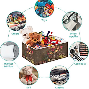 visesunny Closet Baskets Flower Grape and Wine Storage Bins Fabric Baskets for Organizing Shelves Foldable Storage Cube Bins for Clothes, Toys, Baby Toiletry, Office Supply