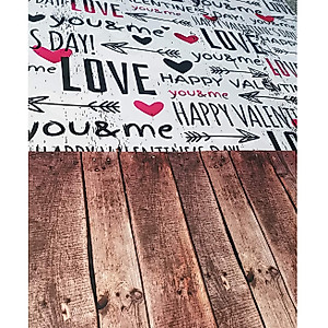 SJOLOON 5x7ft Valentines Day Backdrops for Photography Wood Floor Photography Backdrops Love for Photo Background for Party Studio Backdrop 10869