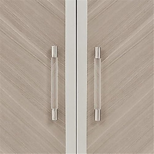 Michael Amini Lanterna Poplar Wood & Acrylic Sideboard in Silver Mist/Beige