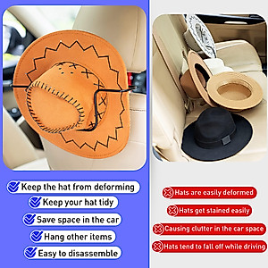 Cowboy Hat Rack for Truck, 2 Pack Cowboy Hat Holder Rack for Truck SUV Car, Keep Hat Shape, Car Clothes Hanger Bar Coat Hanger Hard Hat Holder for Truck Seat Car Accessories