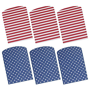 48pcs American Flag Candy Bags Disposable Party Flatware Organizers Americana Decor Paper Cutlery Pouches Fork Dinner Table Decor Cutlery Pocket Utensils Dining Table Travel