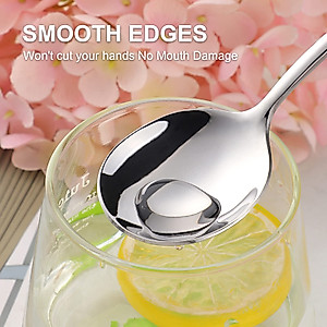 4-Piece Round Stainless Steel Bouillon Spoons Soup Spoons, Stainless Steel Large Round Spoons, Heavy-Weight Round Deep Bowl Spoon Set, Dinner Metal Spoons for Soup Grain Dessert Milk, Dishwasher Safe