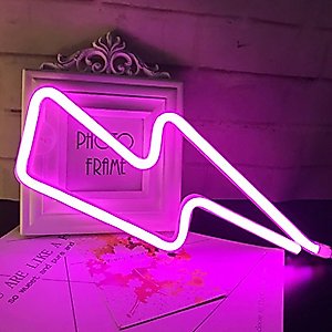 QiaoFei LED Neon Lightning Sign Shaped Decor Light,Wall Decor for Chistmas,Birthday Party,Kids Room, Living Room, Wedding Party Decor (Pink)