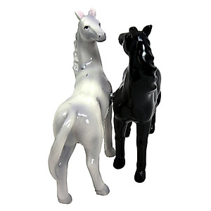 Ebros Adorable Love Locked White And Black Horse Valentines Twin Salt Pepper Shakers Set Fun Kitchen Dining Ceramic Magnetic Decor Figurines With Rustic Cowboy Horses Steeds Jockeys Animal Farmland