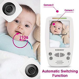 Axvue Video Baby Monitor, Slim Handheld, Non-Slip Design, 2.8" Vertical Screen Monitor & 2 Camera, Range up to 1000ft, 18 Hour Battery Life, 2-Way Talk, Night Vision, Temperature Monitor, No WiFi.