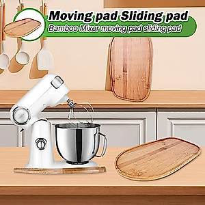 Bamboo Stand Mixer Sliding Mat: Bamboo Mixer Slider Fit for 4.5-5 Qt Stand Mixer, Mixer Appliance Moving Tray, Kitchen Countertop Storage Mover Sliding Caddy, Kitchen Aid Mixers Accessories