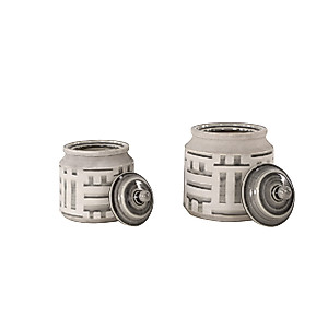 Deco 79 Ceramic Cylinder Decorative Jars, Set of 2 10", 8"H, Gray