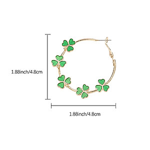 St Patricks Day Earrings for Women, Shamrock Hoop Earrings, Shamrock Earrings Shamrock Dangle Earrings, Lucky Clover Earrings Leaf Earrings, Dainty Irish Holiday Jewelry Gifts for Women (Green1)