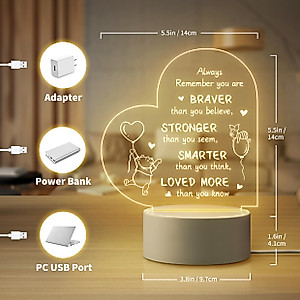 Lunekkh Gifts for Women Friends Kids - Inspirational Night Lamp with Pooh Bear Design - Perfect Gifts for Birthday Christmas Valentines Anniversary Baby Shower, Show Strength and Love