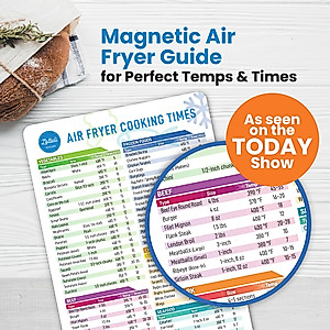 Air Fryer Magnetic Cheat Sheet Set - Air Fryer Accessories Cookbook - Easy to Use AirFryer Time Chart Set As Seen on the Today Show - Strong Magnet Quick Reference Cooking Guide for Frying (White)