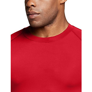 ATHLIO Men's Thermal Long Sleeve Compression Shirts, Winter Gear Sports Base Layer Top, Athletic Running T-Shirt, Active Top 3pack Black/Charcoal/Red, Medium