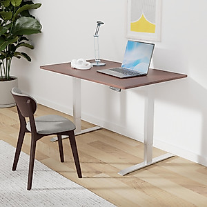 FLEXISPOT EN2 Whole-Piece Standing Desk, 55 x 28 Electric Stand Up Height Adjustable Desk (White Frame + 55" Mahogany Top, 2 Packages)