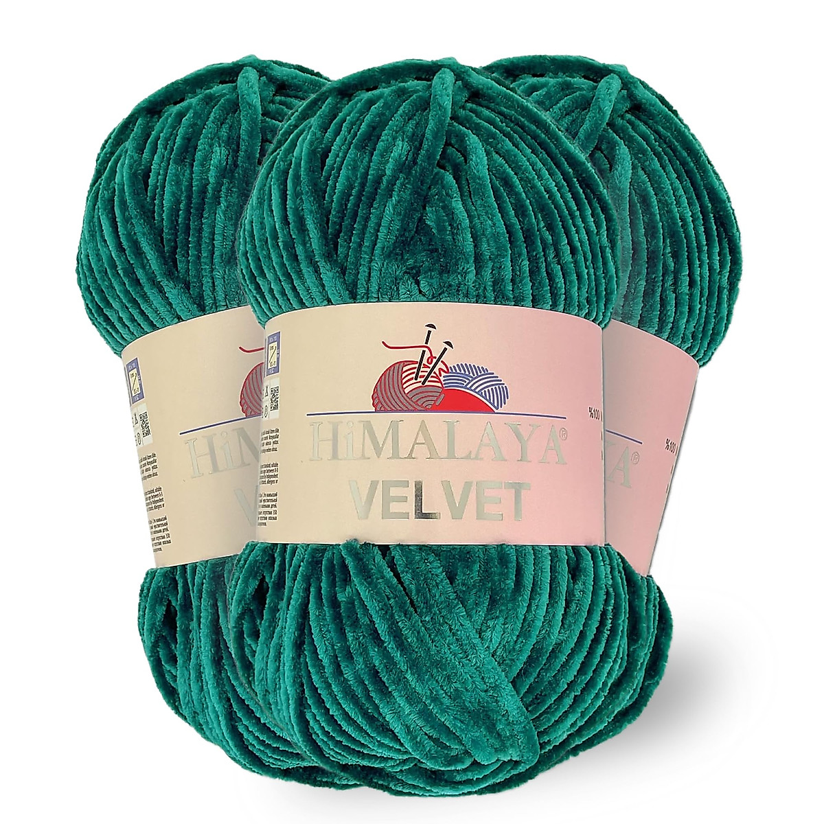 Himalaya Velvet, 3 Skeins/Balls, Super Chunky Yarn, 100% Polyester, for Knitting Crochet, Chenille Knitting Yarn, Fluffy Yarn, Clothing, Baby Blankets, Each Skein/Ball 100 g, 131 Yards, (90048)