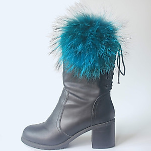 Chunxiao DIY Raccoon Fur Pom Pom Ball with Press Snap Button for Knitted Hat Beanie Hats, Detachable