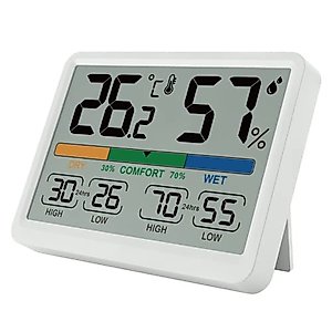 Searon Indoor Thermometer Hygrometer Humidity Meter, Room Temperature Humidity Monitor Gauge, High/Low Temperature Humidity Display,˚F/℃ Switch,Comfort Scale - 3.45 X 2.6 X 0.52 Inches (1 Pack)