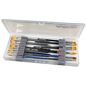 ArtBin KW903 Brush Box with Foam Inserts, Fine Art Portable Paint Brush Organizer, Clear