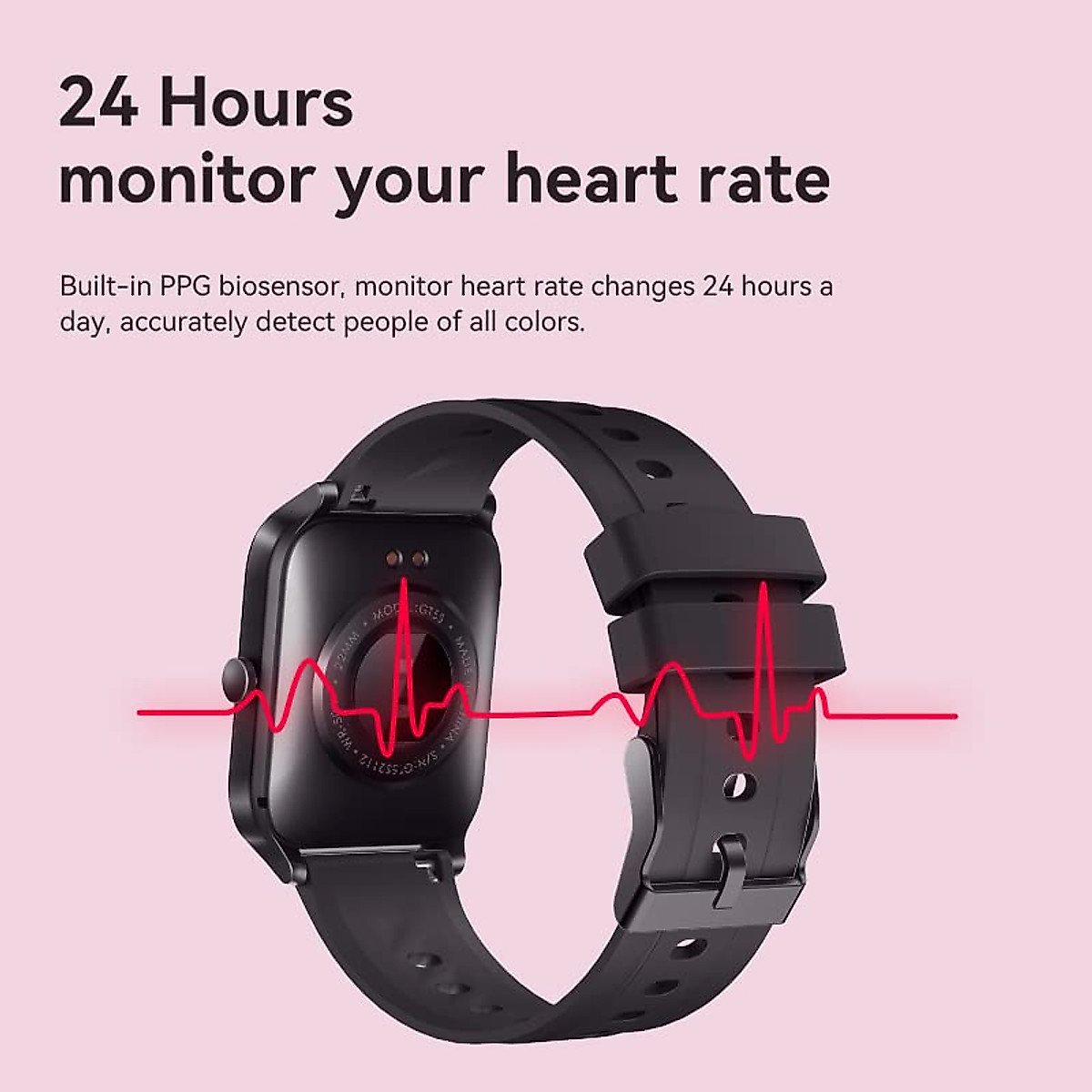 FITUP GT5S 1.69 Inch Full Touch Square Smart Watch Support Heart Rate Blood Oxygen Sleep Monitoring Fitness Tracker Black Men's and Women's Smart Watch for iOS and Android Phones