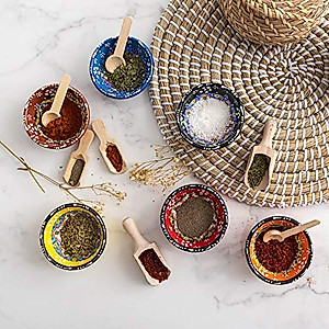 Ayennur Decorative Turkish Ceramic Bowl Set of 6 Serving-Handcrafted(3.14''- 8cm) 2.5oz Pinch Sauce Multicolor Dipping Finger Small Serving Charcuterie Bowls