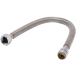 SharkBite 3/4 Inch x 1 Inch FIP x 24 Inch Stainless Steel Corrugated Flexible Water Softener Connector, Push to Connect Brass Plumbing Fitting, PEX Pipe, Copper, CPVC, PE-RT, SS3086FLEX24LF