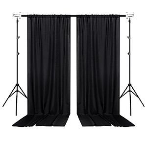 Black Backdrop Curtain for Party Black Background Curtains Rod Pocket Backdrop Drapes Panels Fabric Curtain Backdrop Black Birthday Party Decor for Boys Teens Men,5ft x 10ft, 2 Panels