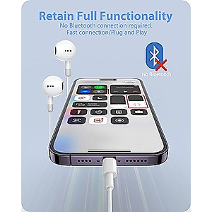 Earbuds Wired for iPhone Lightning Earphones Apple headphones [Apple MFi Certified]Built-in Mic & Volume Control, No Bluetooth Required Compatible with iPhone 14/13/12/11/XS/X/8 Support All iOS System