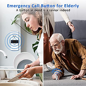 Caregiver Pager, METAK SOS Alert Button Nurse Call System for Seniors, Patients, Disabled or Elderly Monitoring at Home with 58 Chimes and up to 120dB Lound Volume