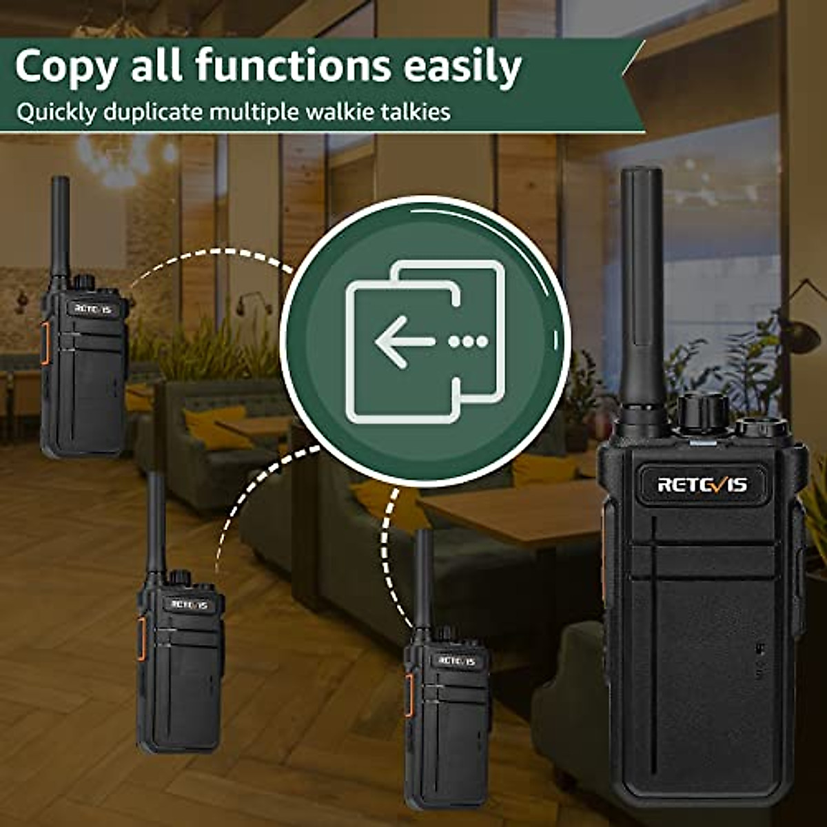 Retevis RB37 New Version,Bluetooth Two Way Radio,Walkie Talkies for Adults,Wireless Earpiece,2000 mAh,VOX,Type-C,for Retail Pet Hospital (2 Pack)