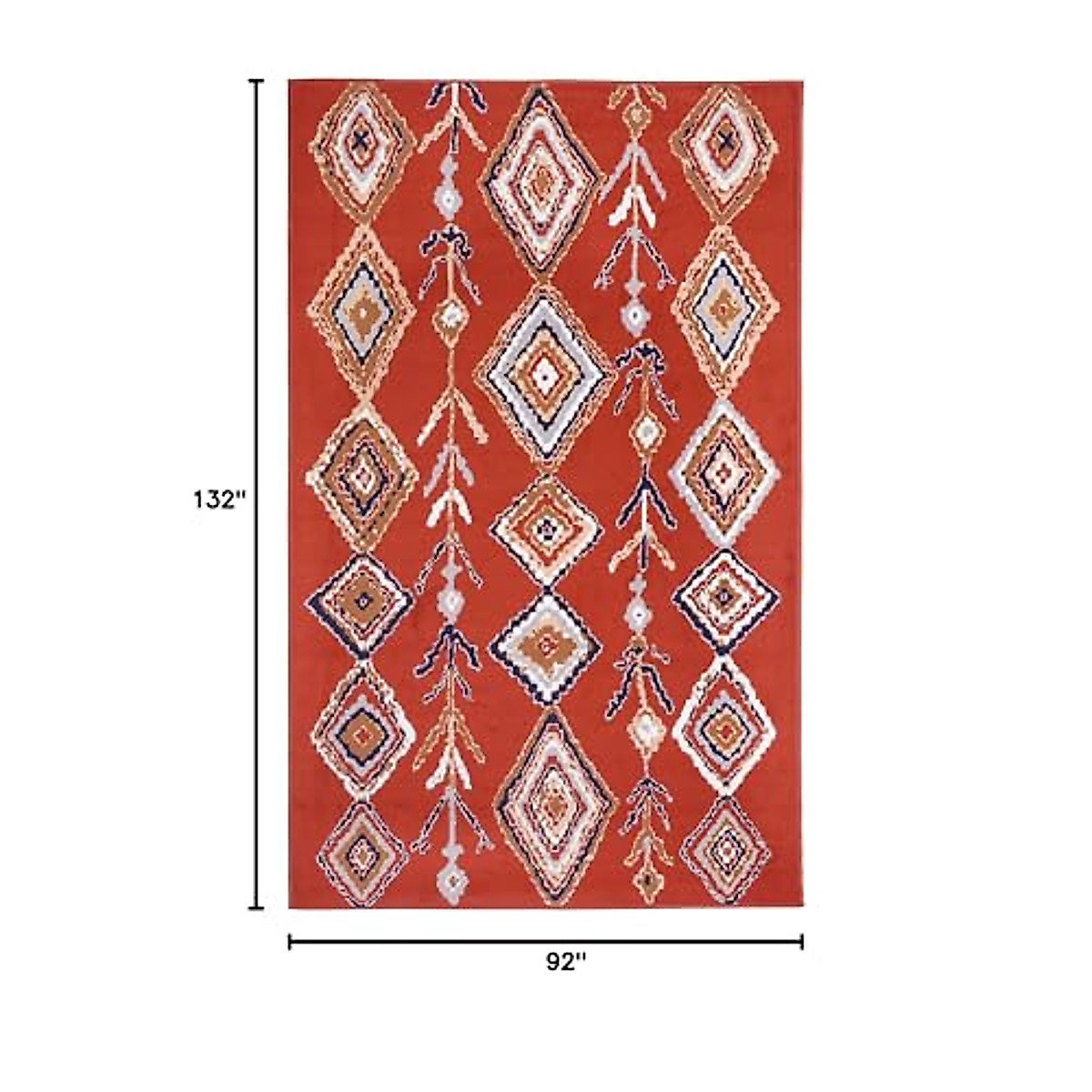 Furnish my Place Moroccan Diamond Rug - 7 ft. 8 in. x 11 ft, Rust, Geometric, Accent Rug with Transitional Style