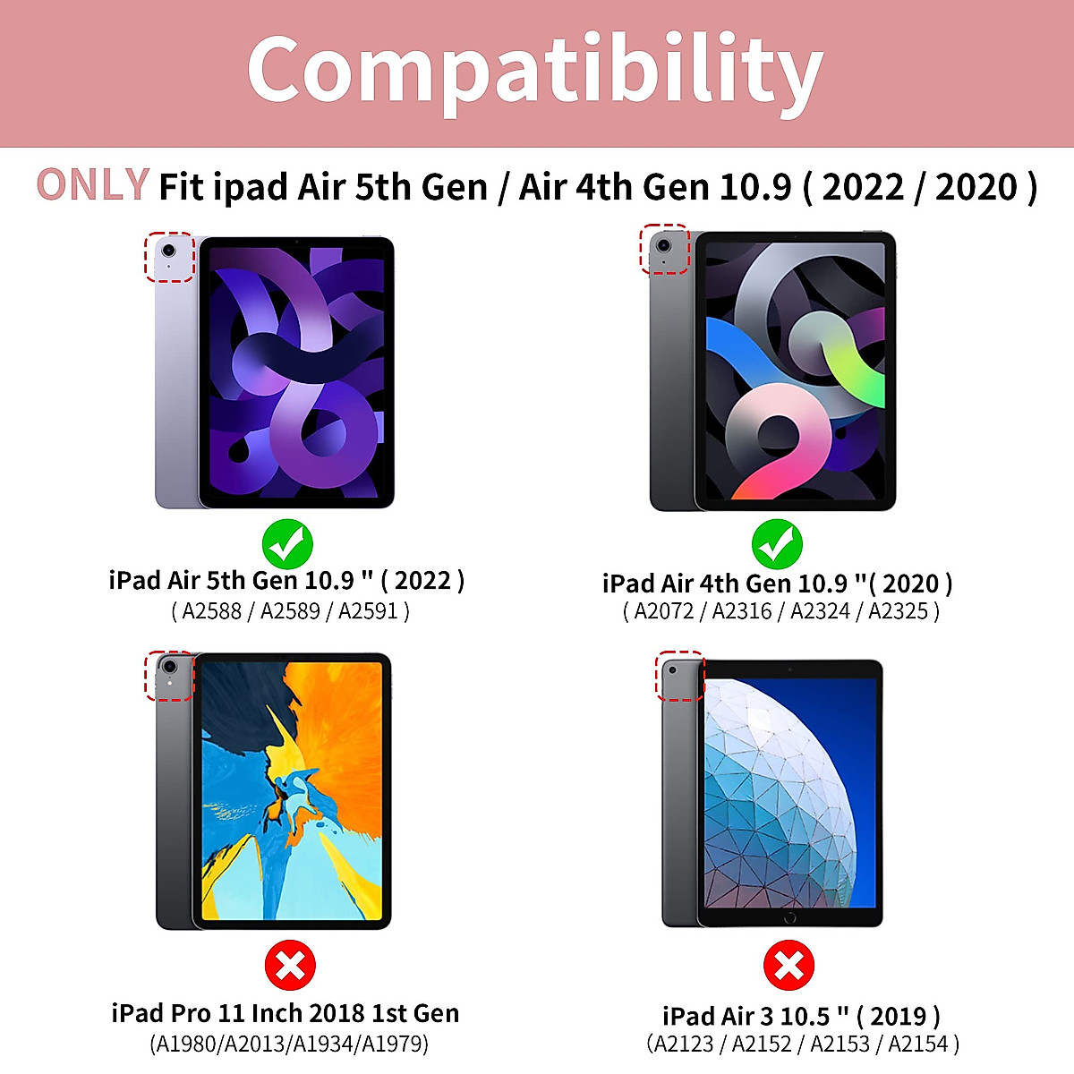 Kenke for iPad Air 6th Generation Case 11 inch (2024) iPad Air 5th Generation Case (2022) / iPad Air 4th Generation Case (2020) 10.9 Inch Case with Pencil Holder & Soft TPU Back Shell (Light Pink)