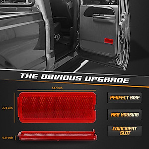 HERCOO Premium Interior Door Reflectors Red Front & Rear Reflector Light Cover Compatible with Ford Excursion 2000-2005, F250 F350 F450 F550 Super Duty 1999-2007, Pack of 2