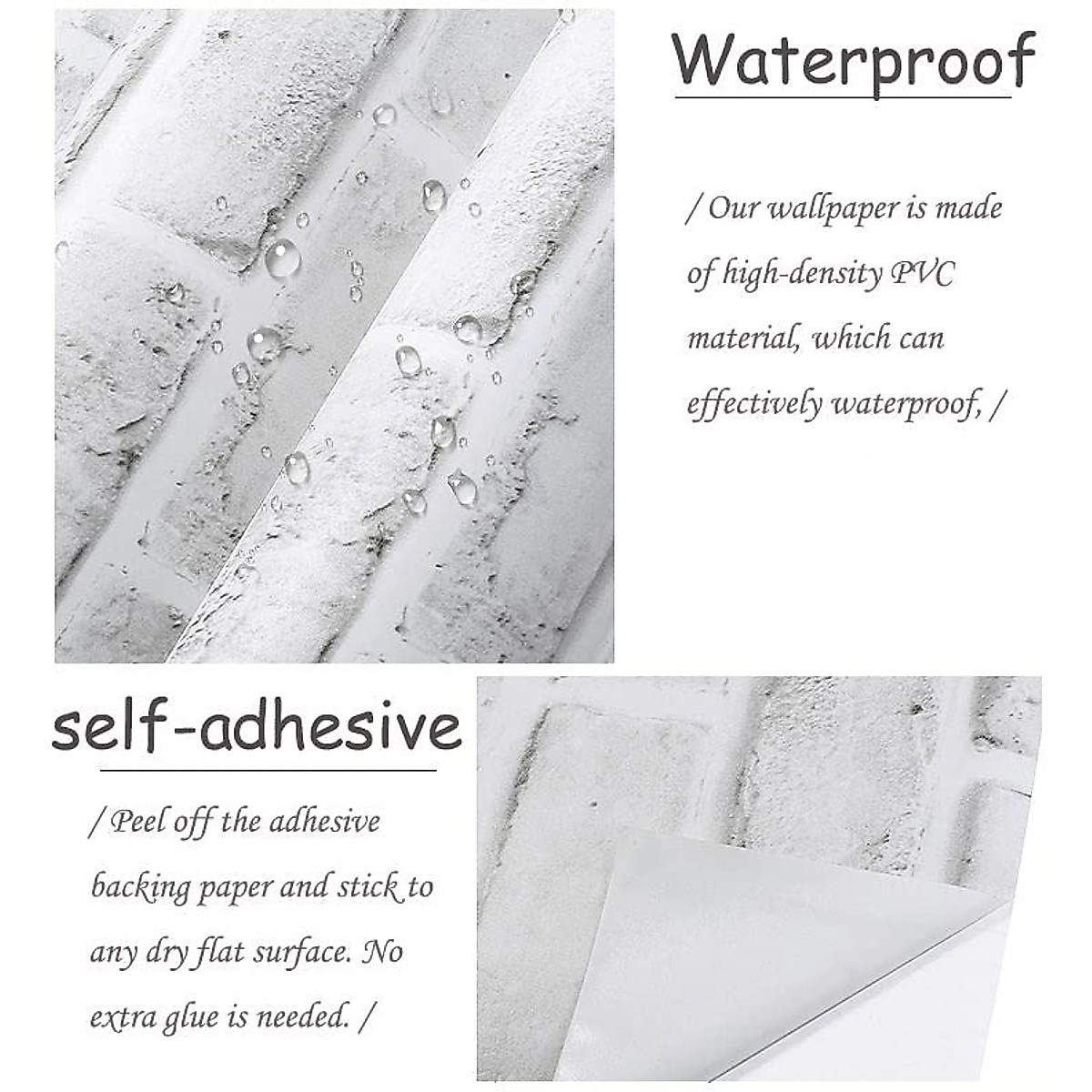 Cohoo Home Brick Wallpaper Peel and Stick Wallpaper 120”×18” Faux 3D White Gray Brick Wall Paper Grey Self Adhesive Removable Wallpaper Stick and Peel Brick Contact Paper for Walls Backsplash