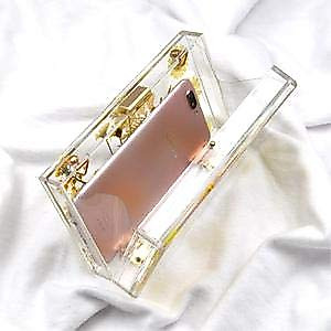 Transparent Floral Imprinted Acrylic Box Clutch