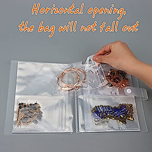Designster Transparent Jewelry organizer book - Jewelry Storage Album Earring Organizer Storage Book Bag, Jewelry Travel Storage Holder for Necklace Rings Bracelet Studs (80 Slots+50 Thicken PVC Bags)