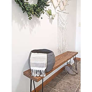 Goodpick Cute Round Basket Cotton Rope Basket Woven Towel Basket Bathroom Small Dog Toy&Cat Toy Basket Storage Basket for Children Corner Plant Basket Shelf Indoor, Gray, 10"D x 8.3"H