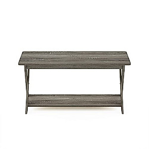 Furinno Modern Simplistic Criss-Crossed Coffee Table, 35.4 in x 19.6 in x 16 in, French Oak Grey