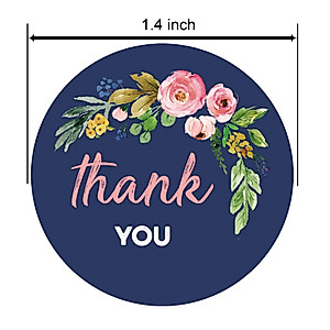 500 Floral Thank You Adhesive Label Stickers, 1.4 Inch Round Stickers 6 Different Designs, Thank You Stickers Roll Perfect for Birthday, Wedding Favors, Baby Shower, Small Business and Boutiques.