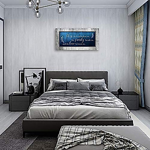 Christian Wall Art Decor Blue and Grey Canvas Prints Bless The Food Quote Wall Pictures Framed Artwork for Home Living Room Dining Room Kitchen Decorations