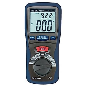REED Instruments R5600 Insulation Tester and Multimeter (Megohmmeter), 2000 Ohms Resistance, 1000V Voltage,Black